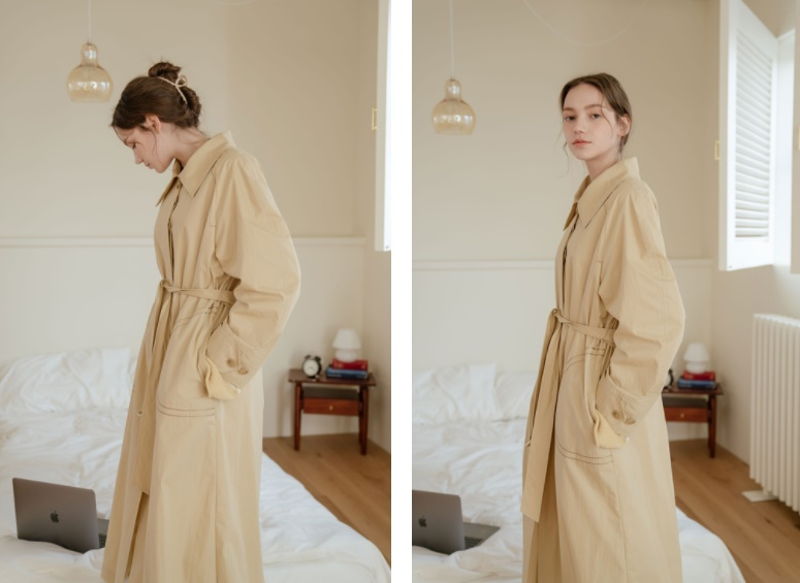 Stitch Trench Coat - KKAMI – Korean Fashion Wholesale